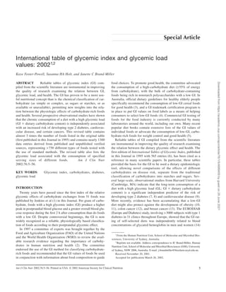 Glycemic load of foods for type 2 diabetics | PDF