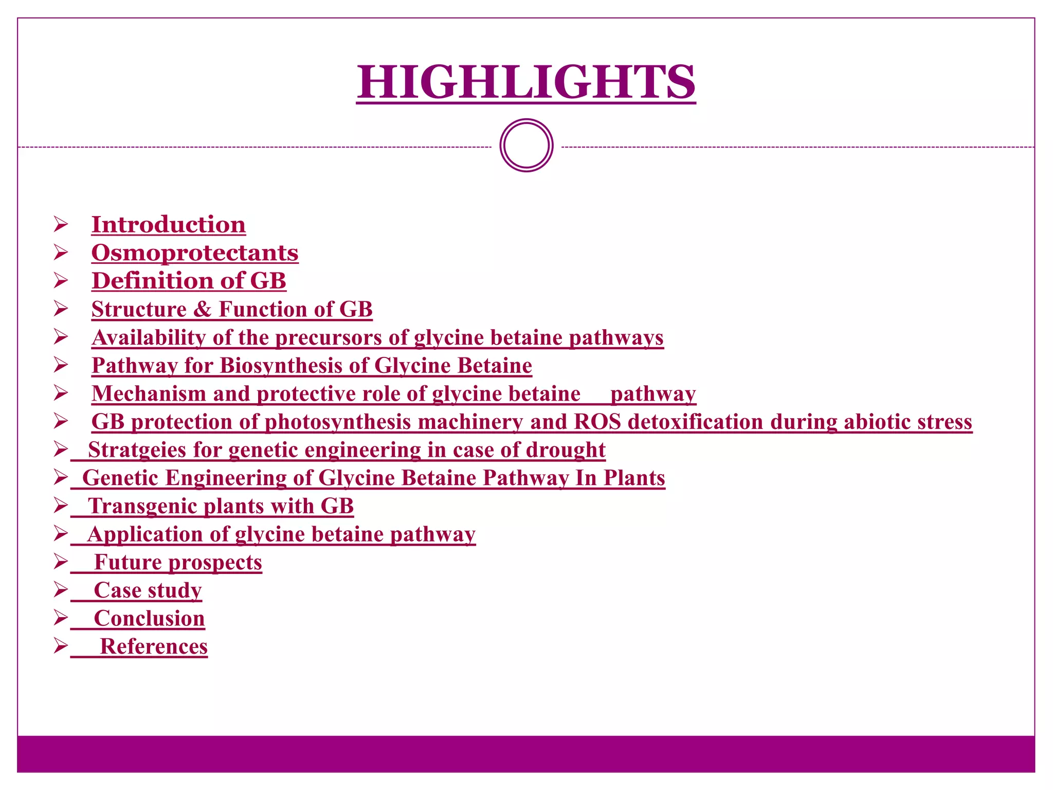 Glycine Betaine pathway | PPTX