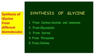 Glycine metabolism & its clinical significance | PDF