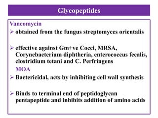 Glycopeptide antibiotics dr. johan | PPTX