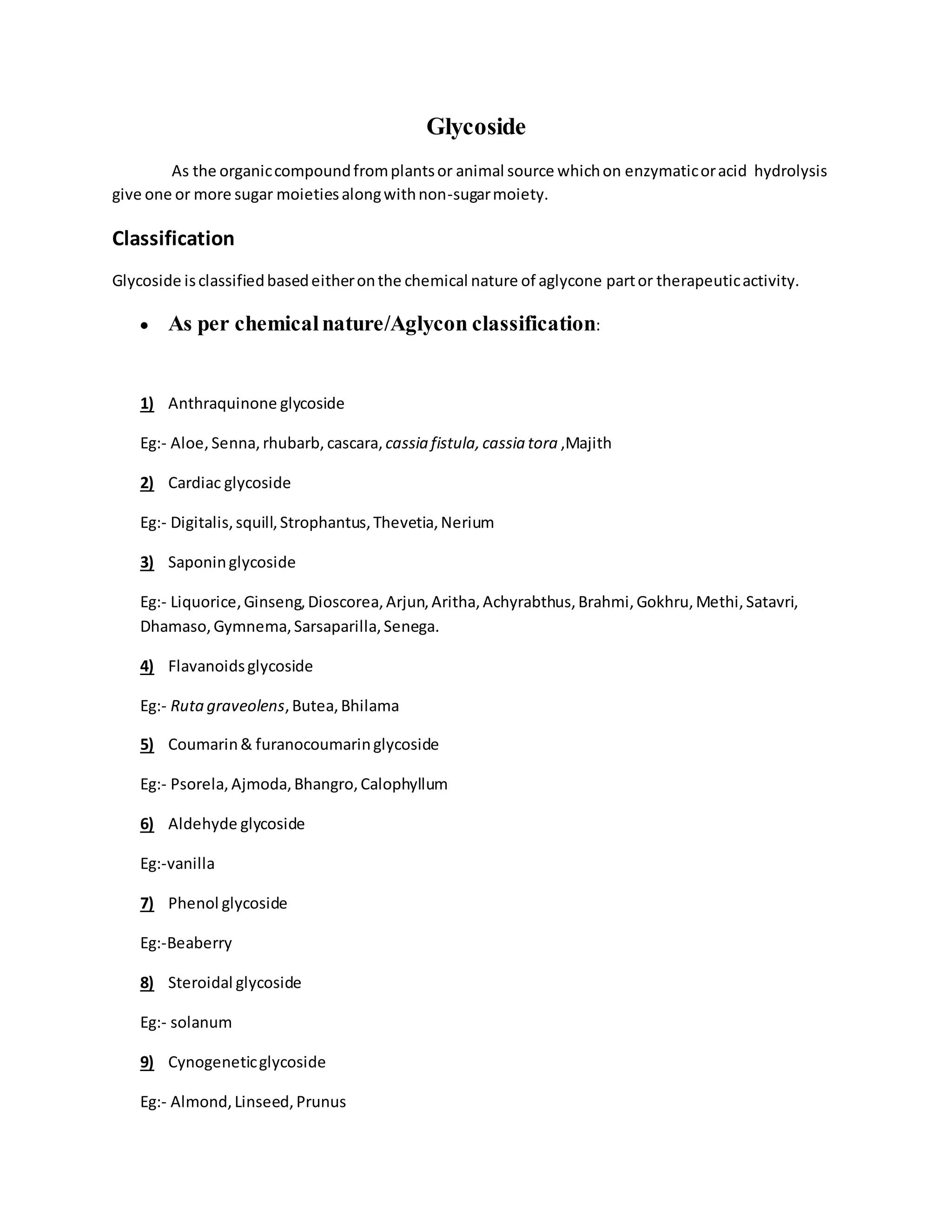 Glycoside and it's introduction | DOCX