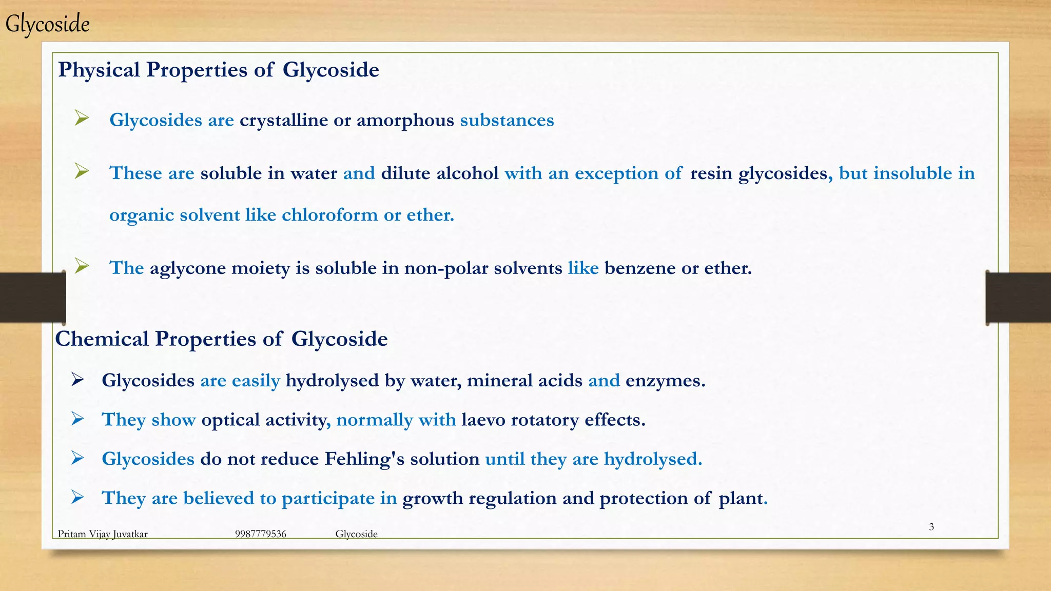 Glycoside and its classification | PPTX