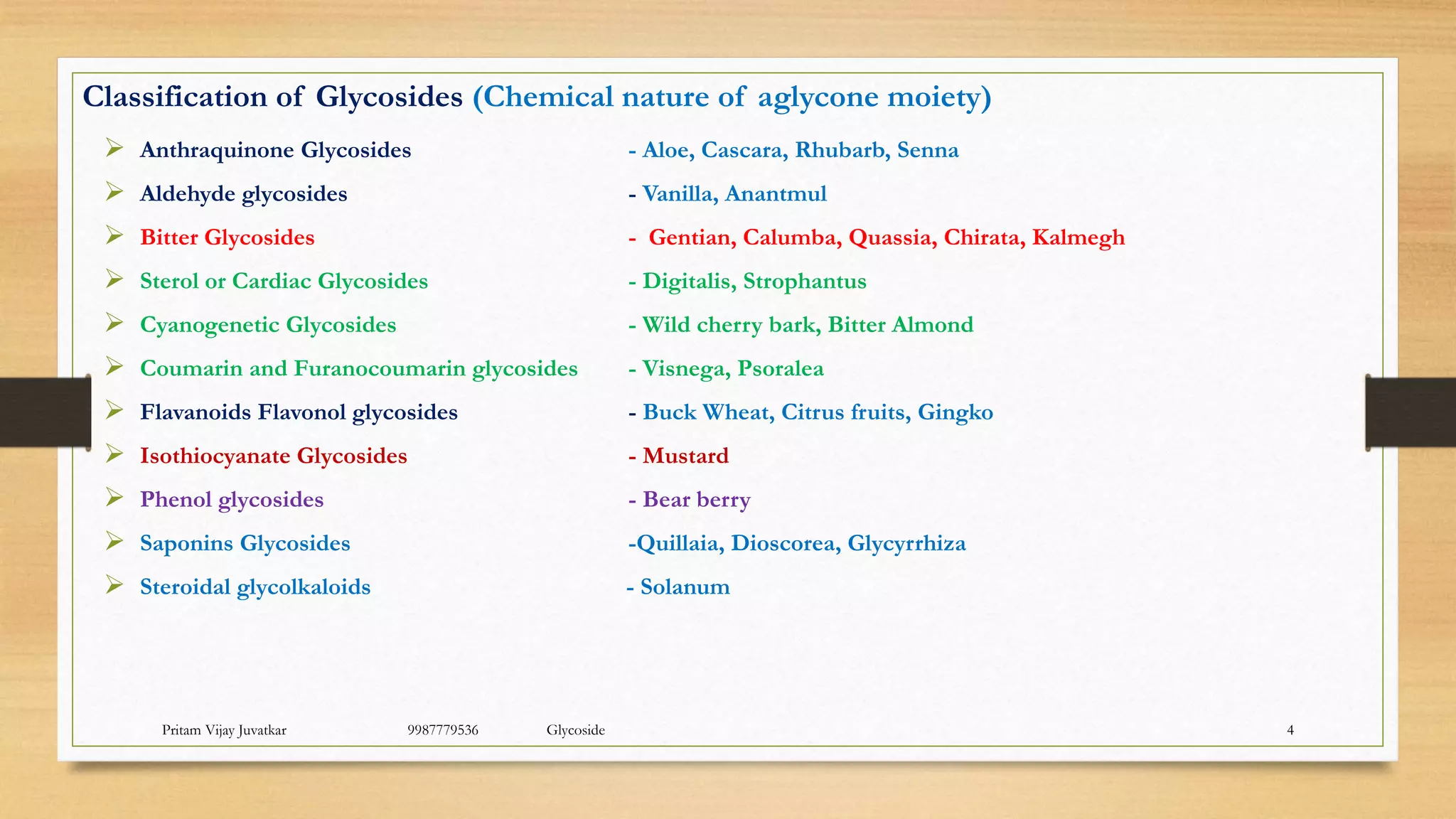 Glycoside and its classification | PPTX