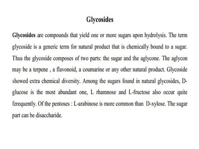 Glycosides | PPT | Chemistry | Science