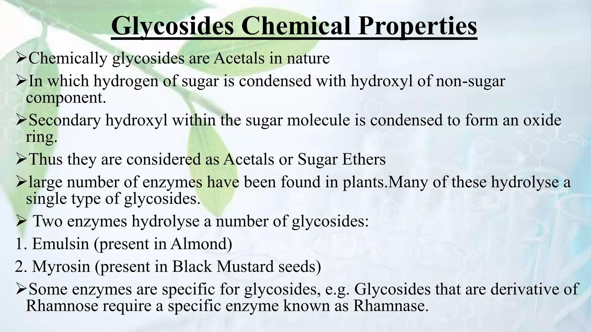 Glycosides | PPTX | Chemistry | Science