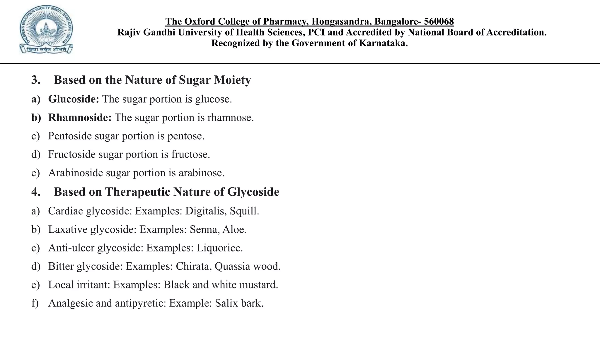Glycosides | PPTX | Chemistry | Science