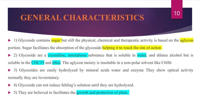 GLYCOSIDES Classification Of GLYCOSIDES Chemical Tests Glycosides ...
