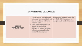 CHEMICAL TESTS FOR GLYCOSIDES AND ALKALOIDS.pptx | Chemistry | Science