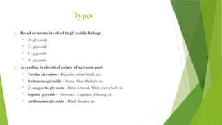 glycosides classification type advantages | PPTX