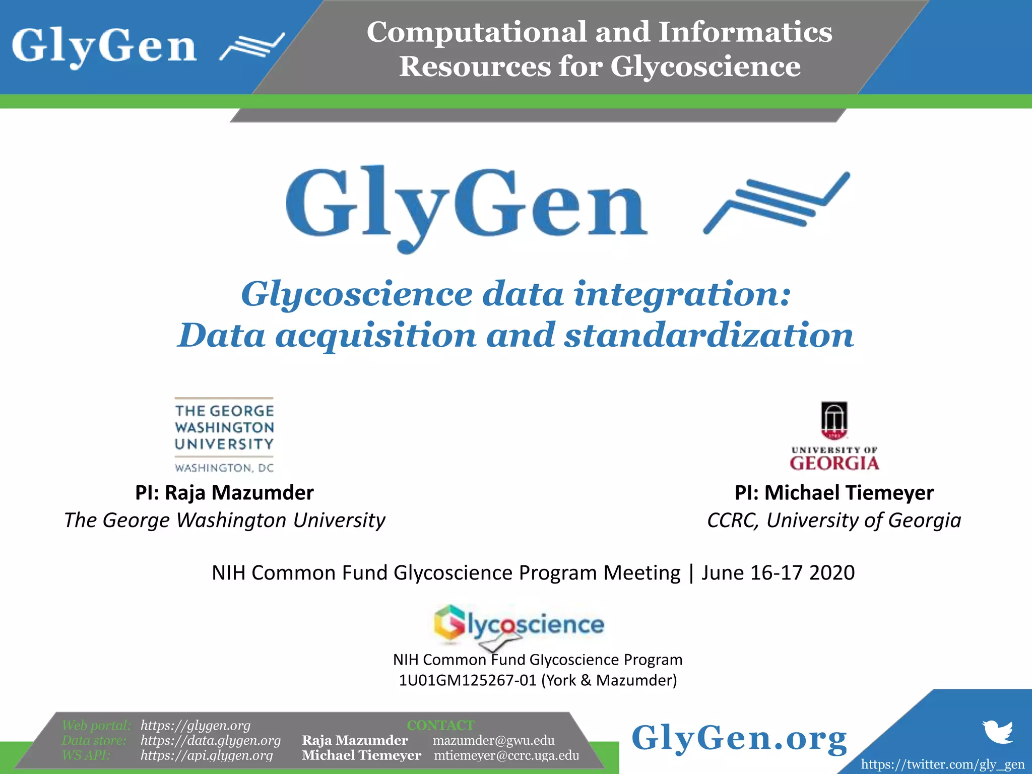 GlyGen Common Fund Glycoscience Meeting 2020 | PPT