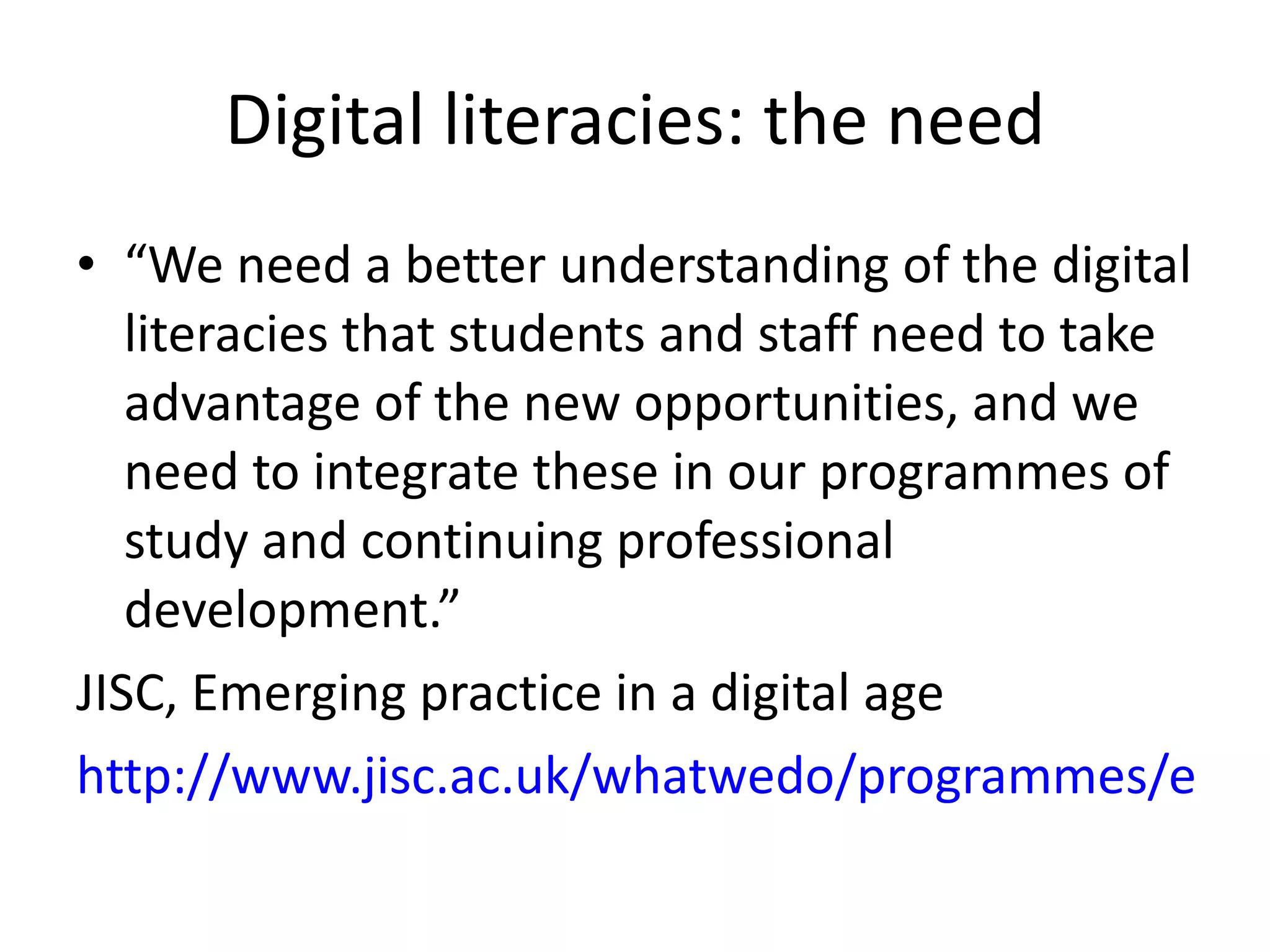 Digital literacies supporting learning | PPT