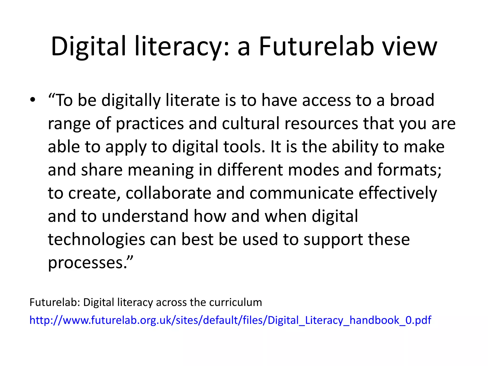 Digital literacies supporting learning | PPT