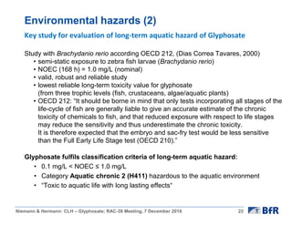 Harmonised Classification and Labelling: Data on Glyphosate for ...