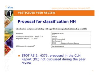Assessment of the toxicological properties of glyphosate by the ...