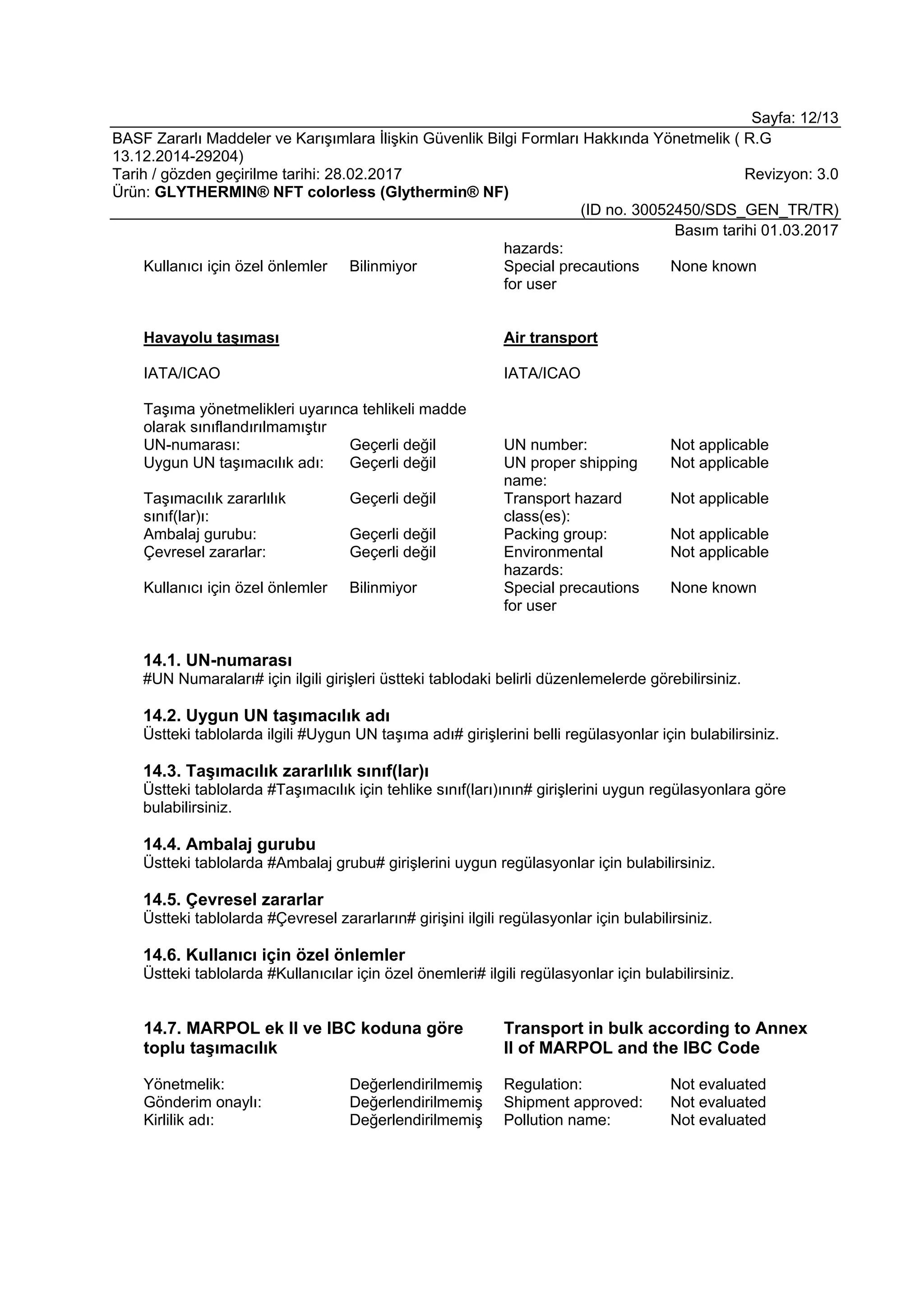 Basf Glythermin nf msds tr | PDF