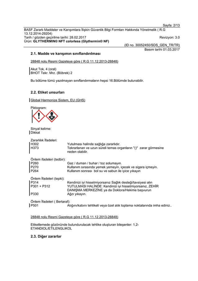 Basf Glythermin nf msds tr | PDF