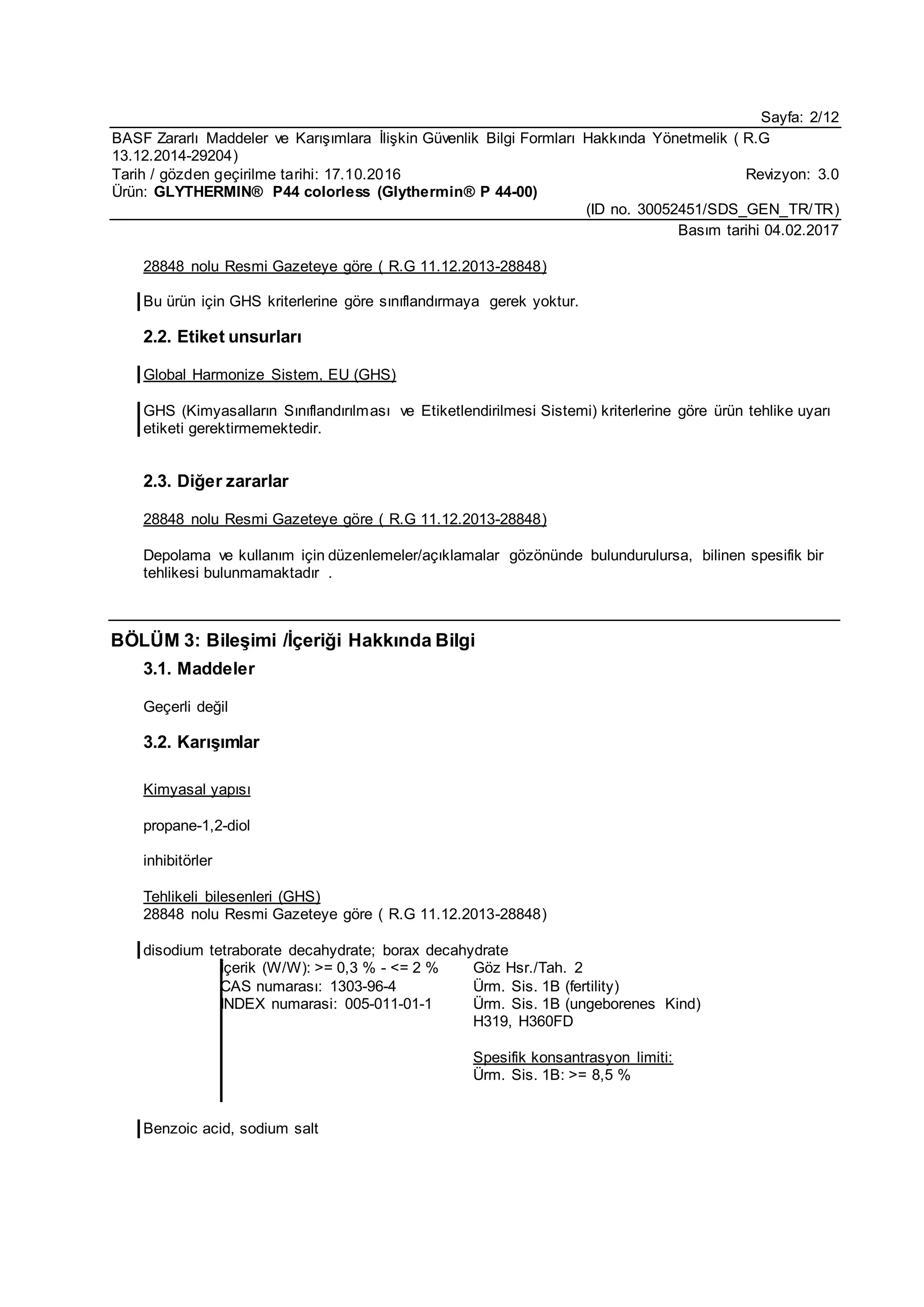 BASF Glythermin p44 msds tr | PDF