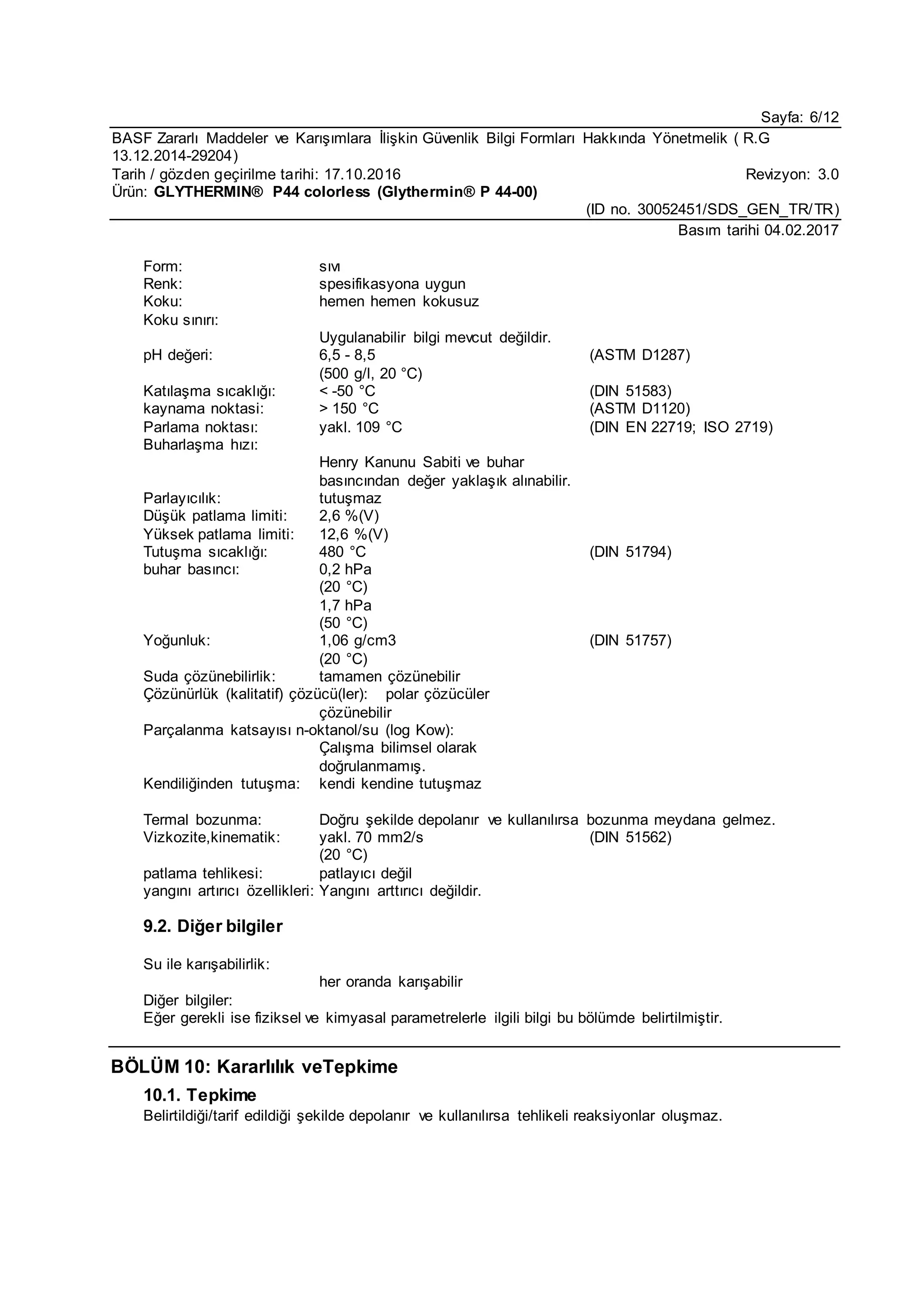 BASF Glythermin p44 msds tr | PDF