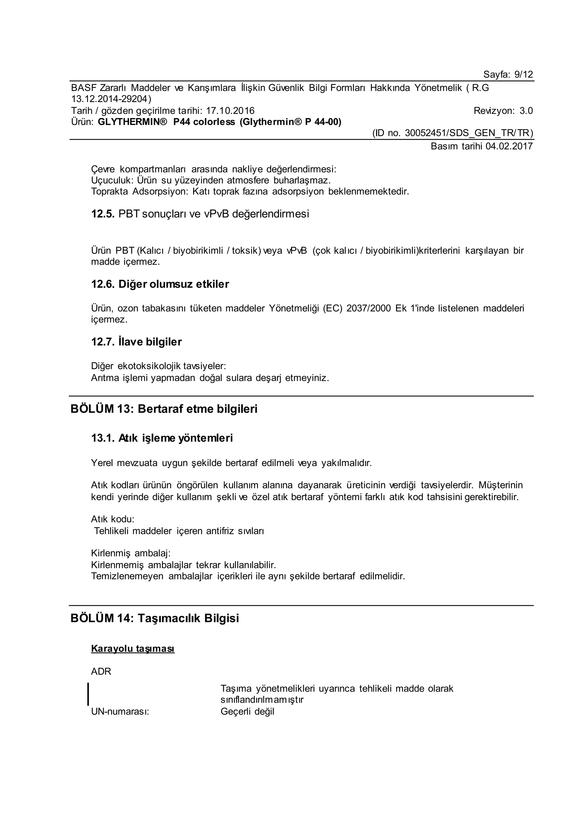BASF Glythermin p44 msds tr | PDF