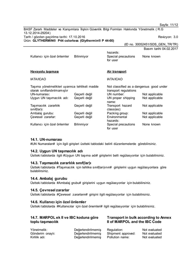 BASF Glythermin p44 msds tr | PDF