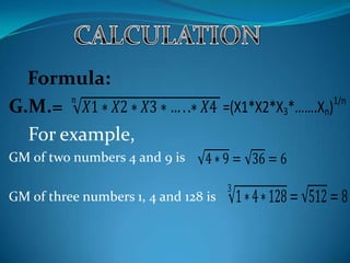 Geometric Mean Formula Example