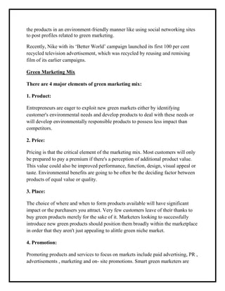 GREEN MARKETING - LAWS, ADVANTAGES, CHALLENGES | PDF