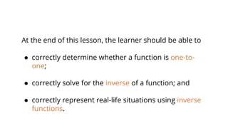 Gen math INVERSE FUNCTION About Grade 11 Sen | PPT