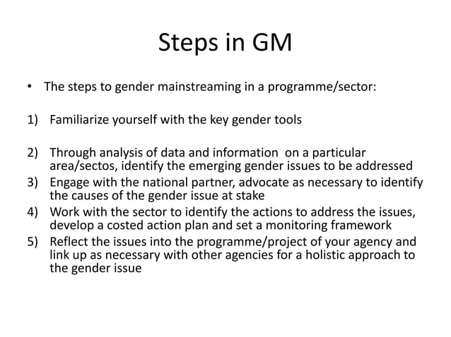 Gender Mainstreaming concepts and approaches | PPTX