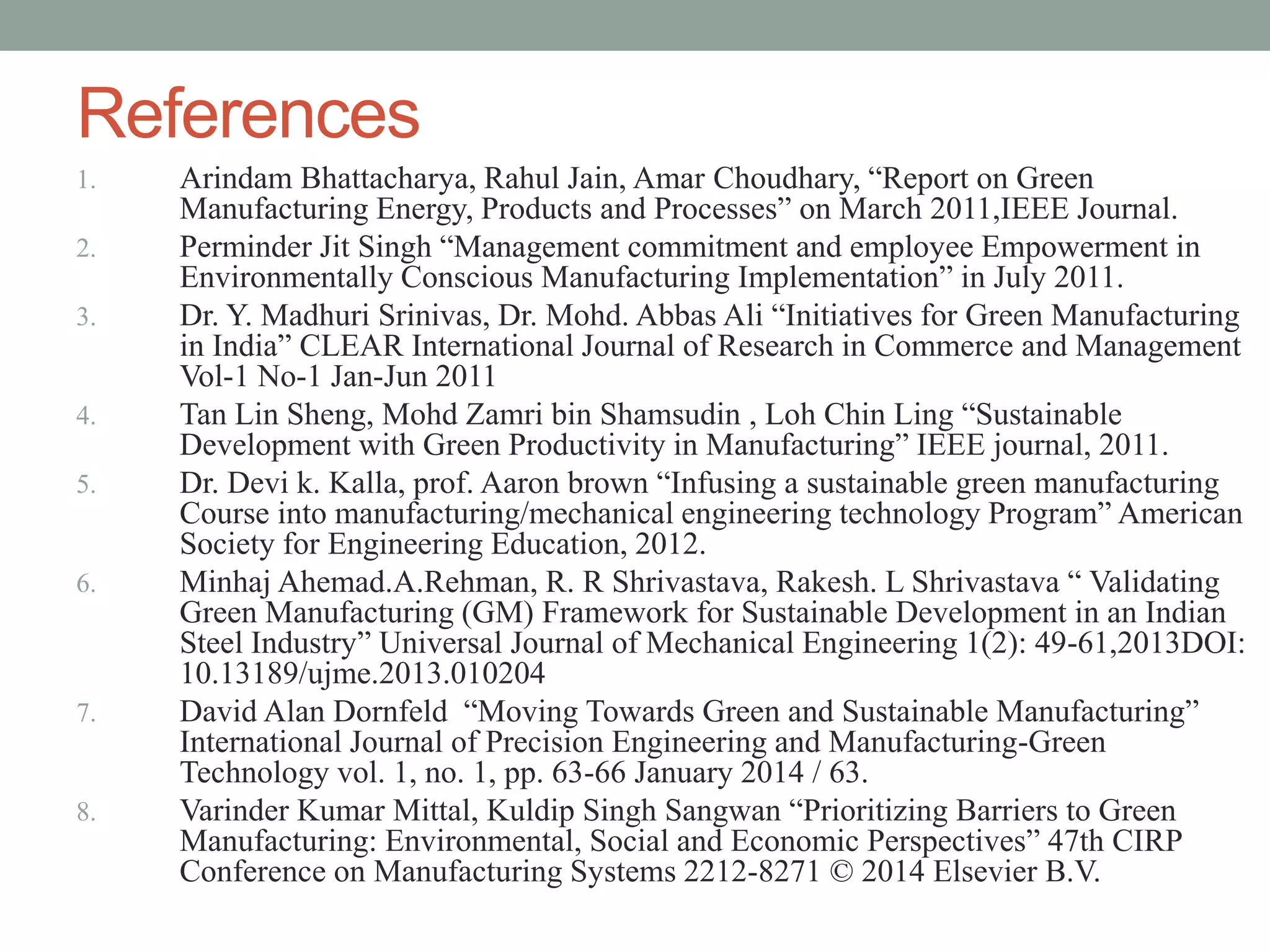 Seminar on GREEN MANUFACTURING | PPTX
