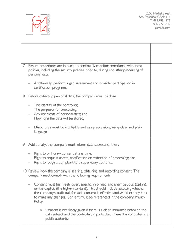 European Union General Data Protection Regulation (GDPR) Checklist ...