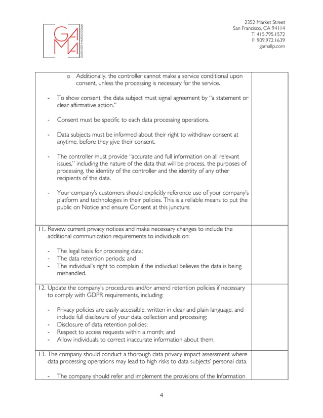 European Union General Data Protection Regulation (GDPR) Checklist ...
