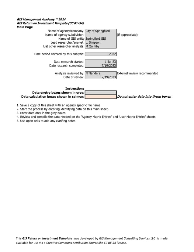 GMA GIS Return on Investment (ROI) Template | PDF
