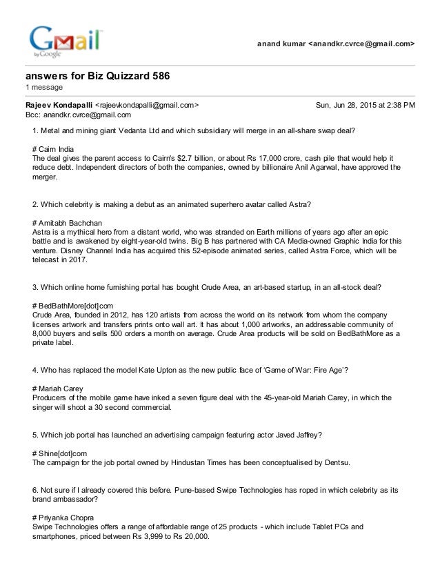 BIZ QUIZZARD 586 | PDF