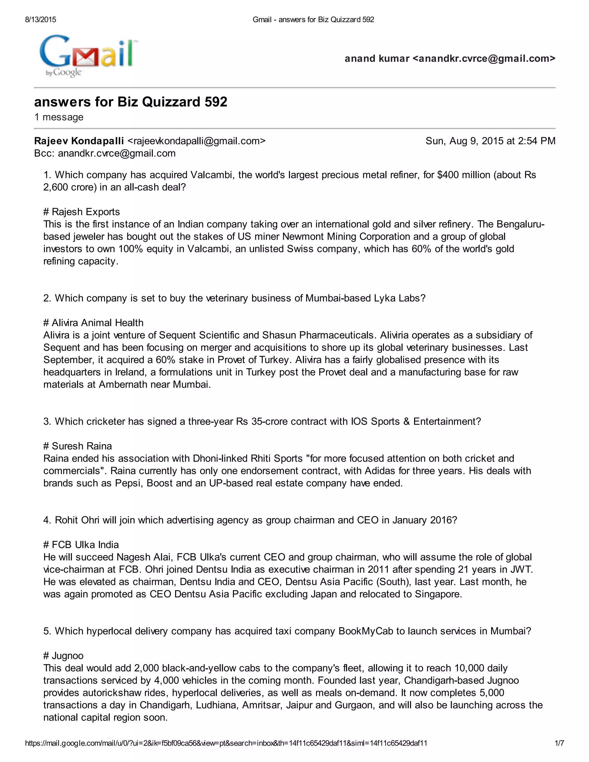 BIZ QUIZZARD 592 | PDF