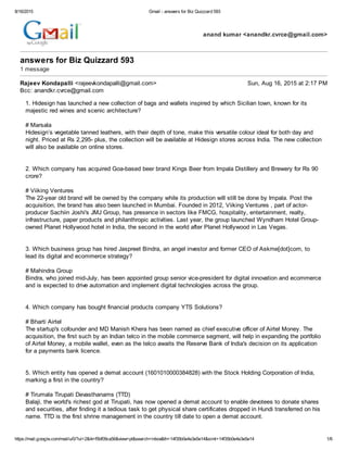 BIZ QUIZZARD 593 | PDF