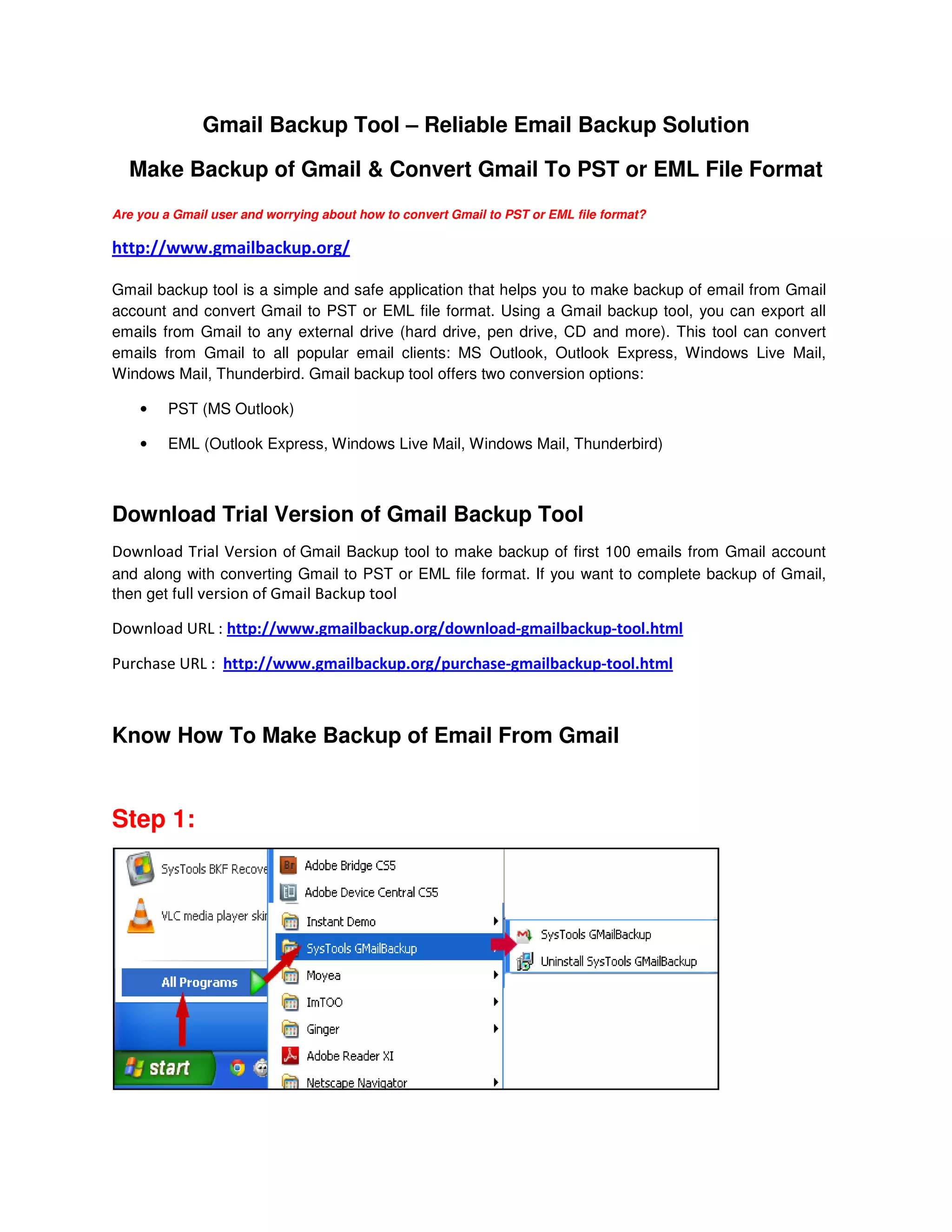 Gmail Backup Tool | PDF