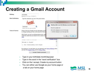 Setting up a Gmail Account & Email Safety | PPT