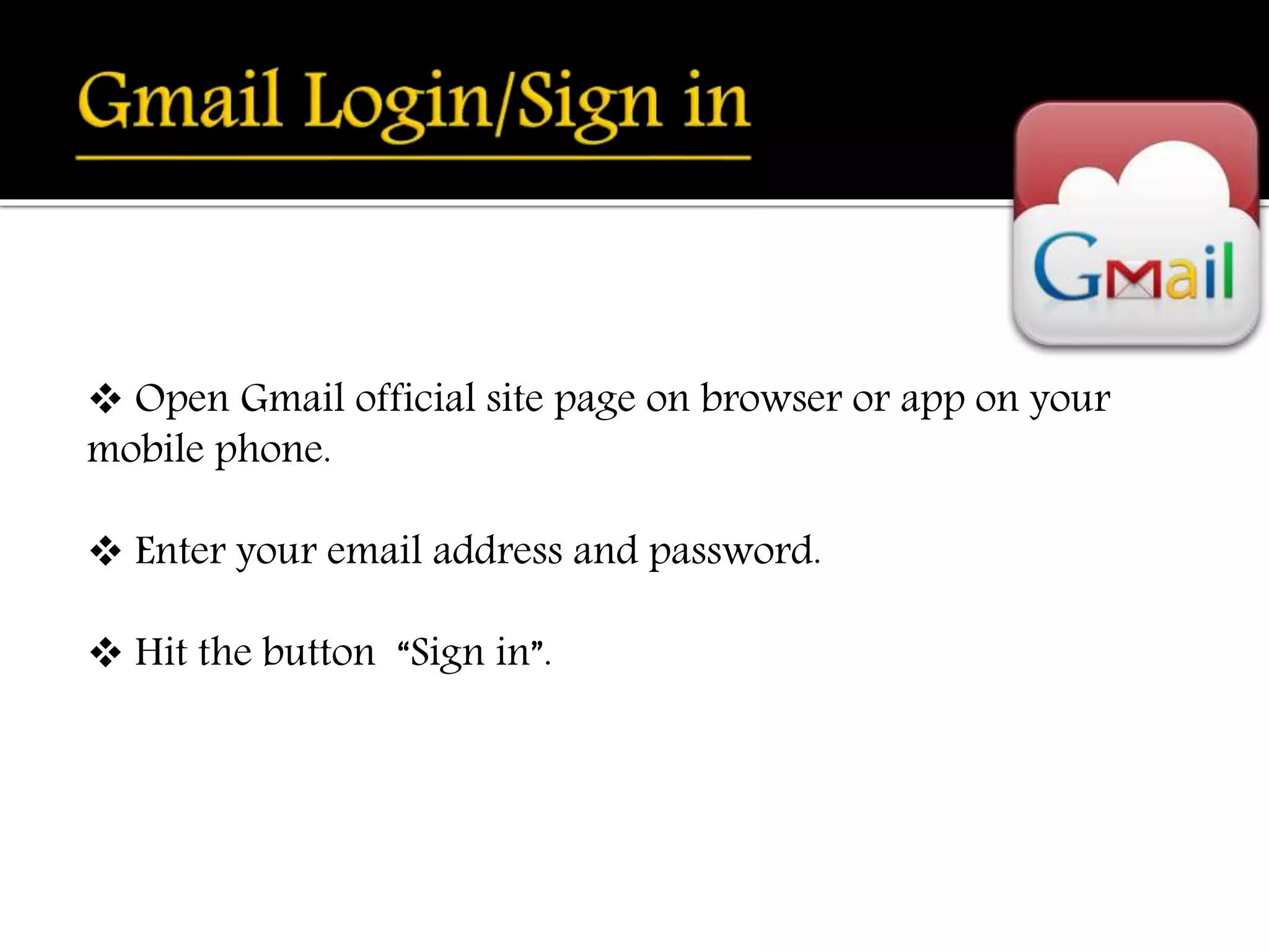 Gmail Login Sign in Help | PPTX