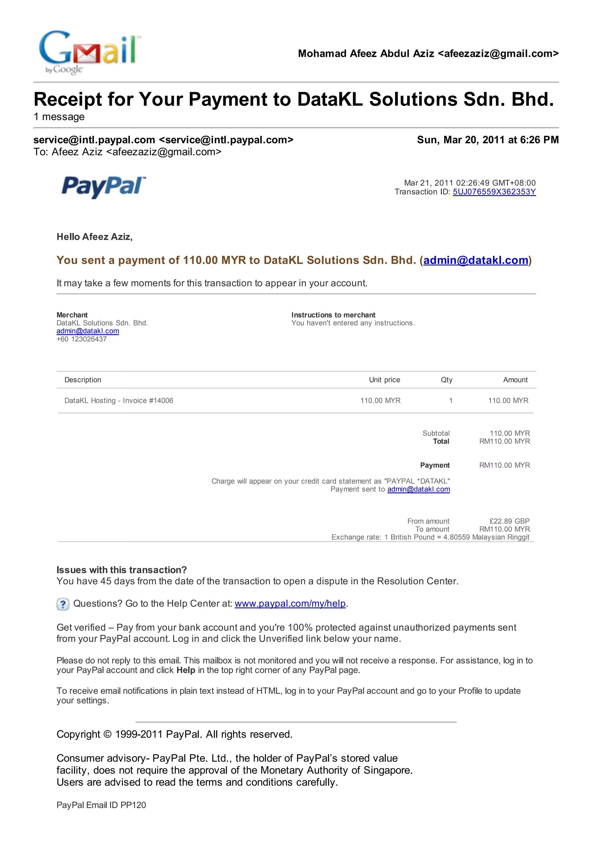 Payment reciept | PDF