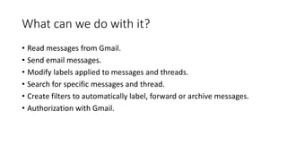 Gmail API | PPTX | Email | Internet