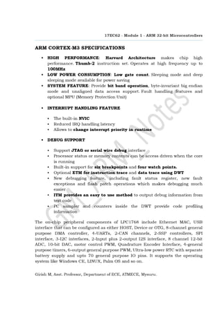 ARM 32 Bit Microcontrollers_Module-1_VTU_17EC62_Notes | PDF