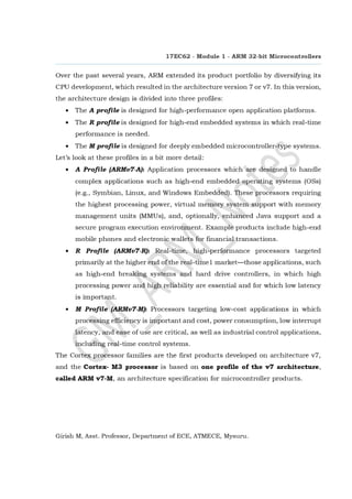 ARM 32 Bit Microcontrollers_Module-1_VTU_17EC62_Notes | PDF