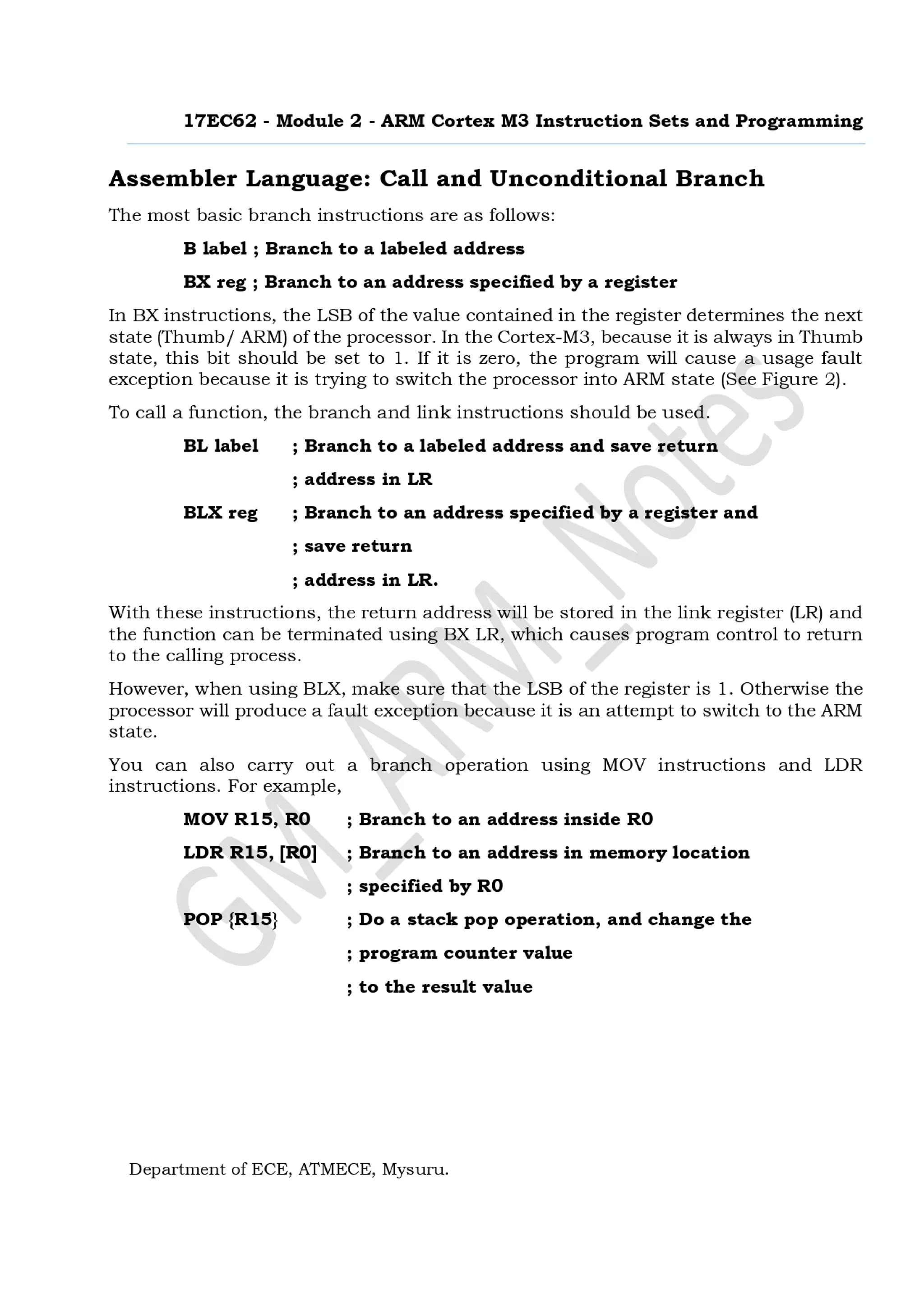 Module 2 Instructons Set Of Arm Cortex M3 Microcontrollers Pdf