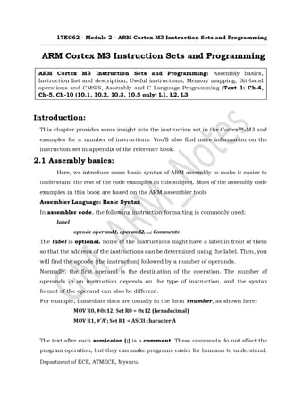Module 2: Instructons set of ARM Cortex M3 Microcontrollers | PDF