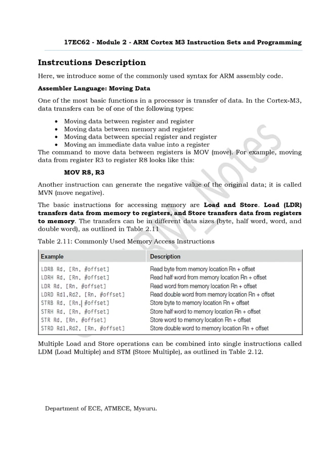 Module 2 Instructons Set Of Arm Cortex M3 Microcontrollers Pdf Computing Technology