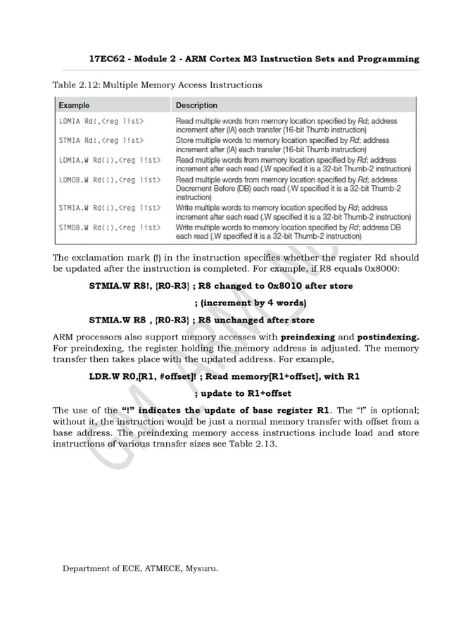 Module 2 Instructons Set Of Arm Cortex M3 Microcontrollers Pdf Computing Technology