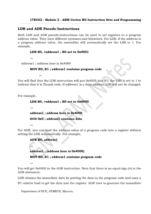 Module 2 Instructons Set Of Arm Cortex M3 Microcontrollers Pdf Computing Technology