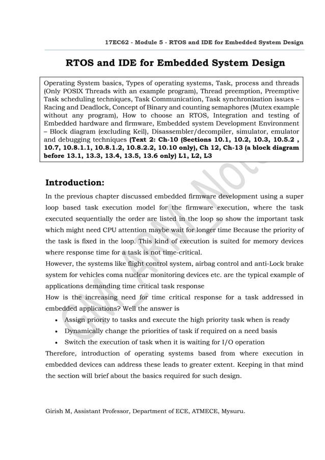 RTOS and IDE for Embedded System Design | PDF RTOS and IDE for Embedded System Design | PDF