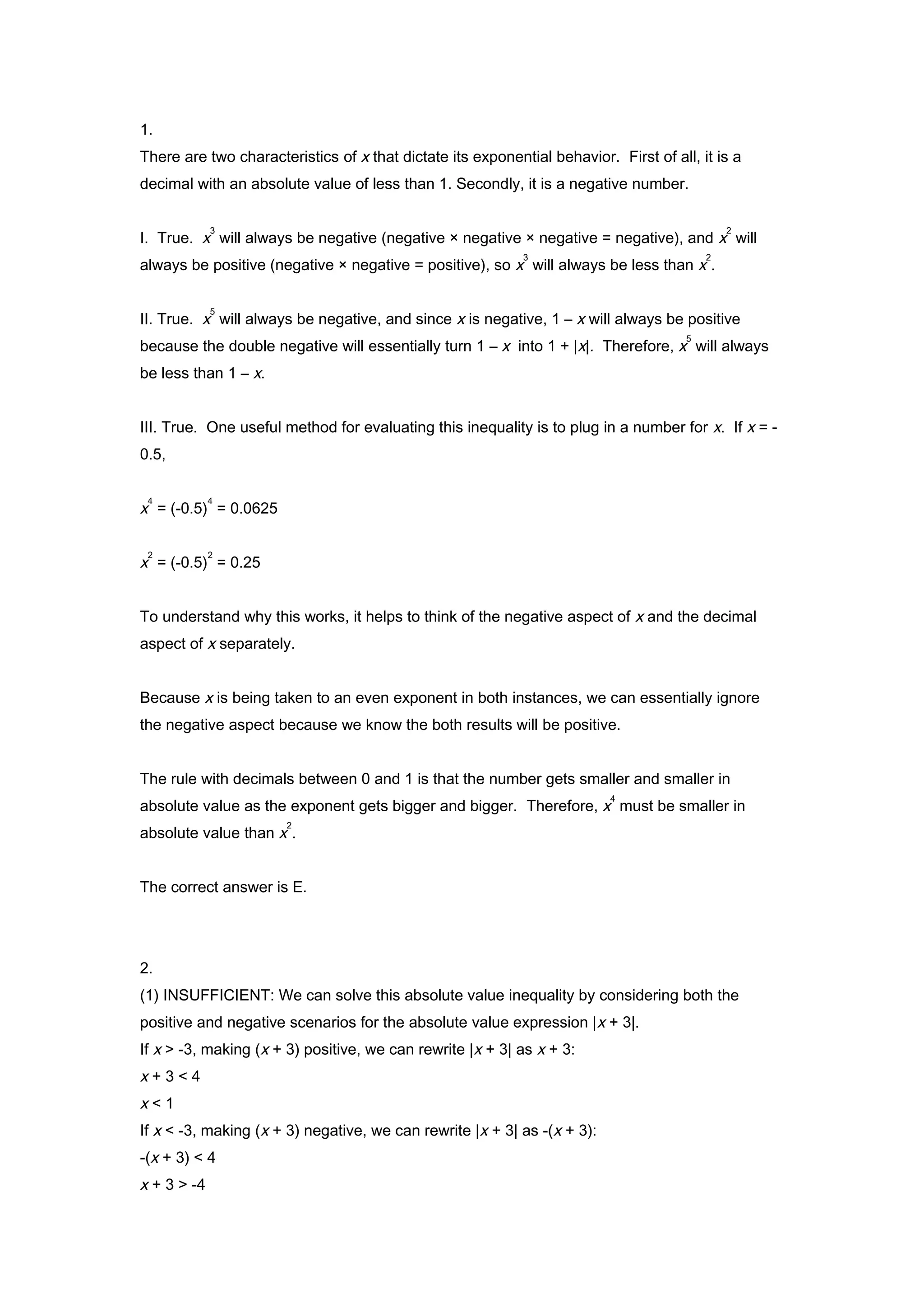 Gmat quant topic 3 (inequalities + absolute value) solutions | DOC