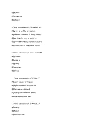 Gmat Vocabulary List 2022 | PDF